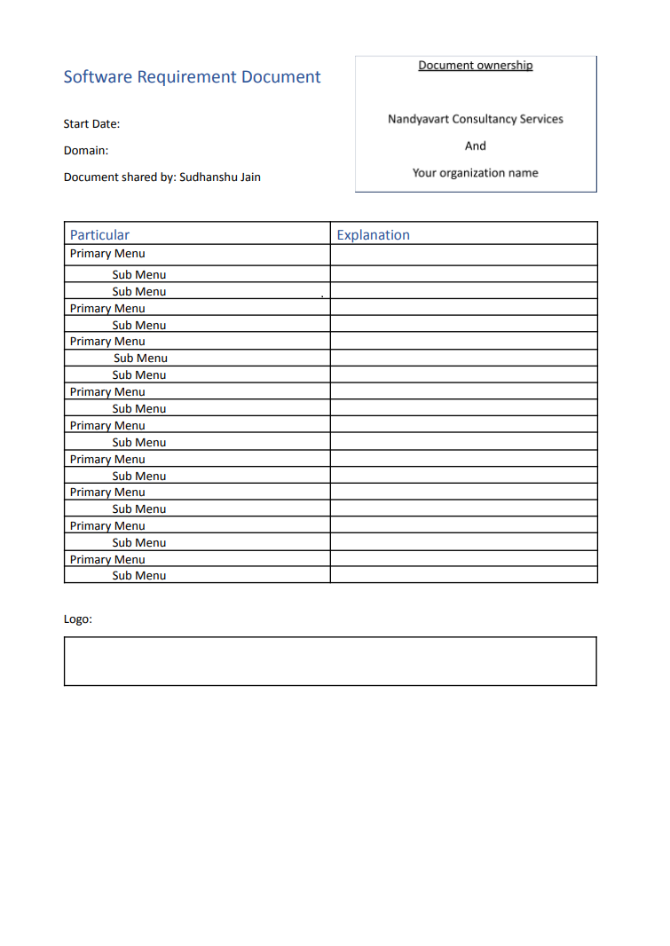 Project Documents Used by Nandyavart Consultancy Services.